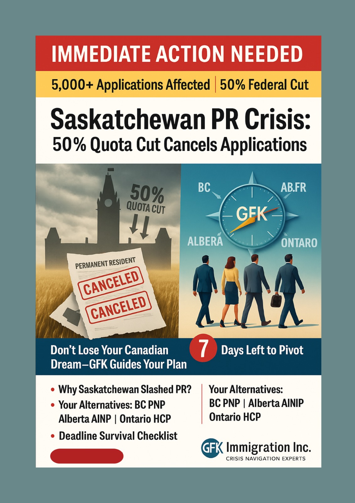 Saskatchewan Canceling PR Applications - GFK Immigration Consultant