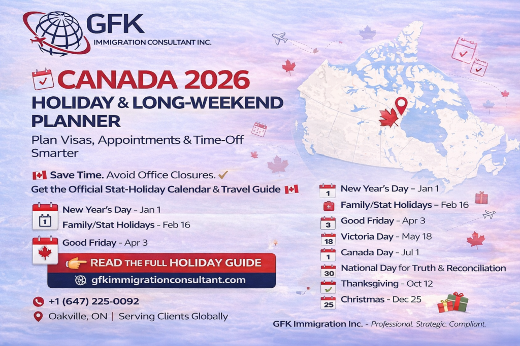 Canada Statutory Holidays 2026 — Dates, Long Weekends - GFK Immigration ...